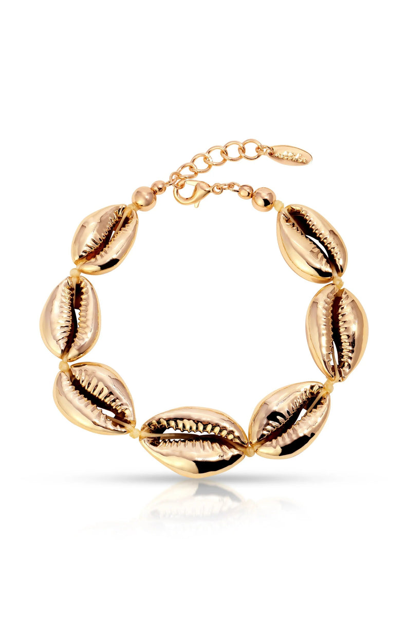 Seven Seas 18k Gold Plated Shell Bracelet | Boho Pink